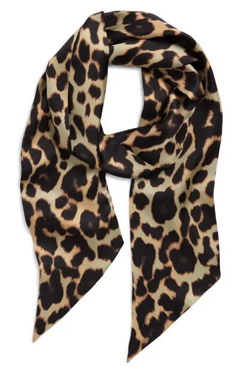 Nordstrom Floral Print Silk Skinny Scarf - Leopard