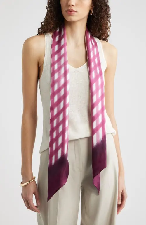 Nordstrom Floral Print Silk Skinny Scarf - Magenta Basket Weave