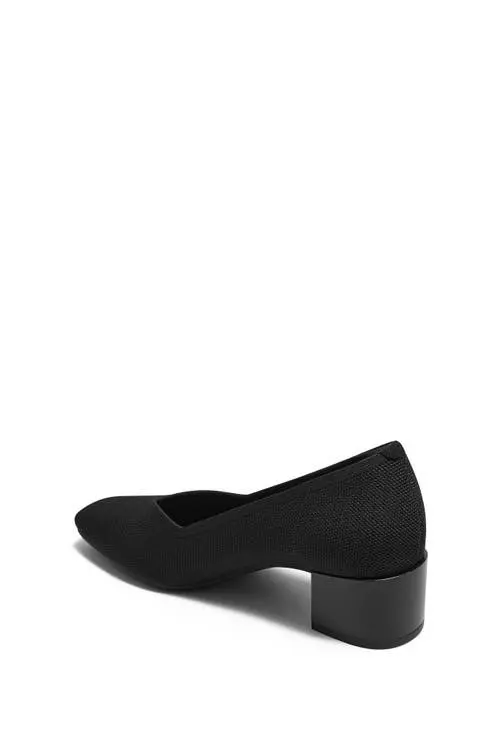 Vivaia Megan Square-toe Chunky Heels - Black