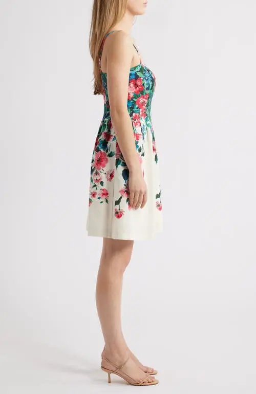 TAHARI ASL Placed Floral A-line Dress