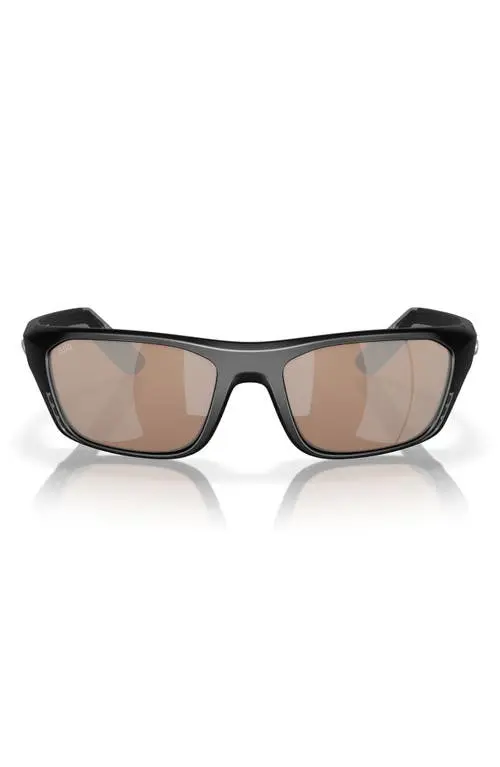 COSTA DEL MAR 57mm Polarized Rectangle Sunglasses - Black/ Copper Silver 580g