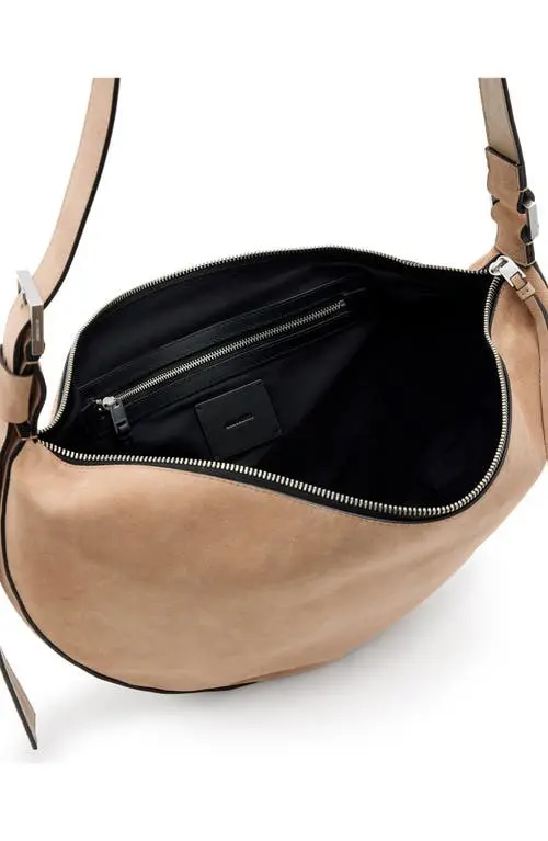 ALLSAINTS Half Moon Suede Shoulder Bag - Mink Brown