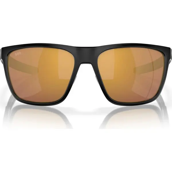 COSTA DEL MAR 57mm Polarized Square Sunglasses - Matte Black/ Gold Mirror 580g