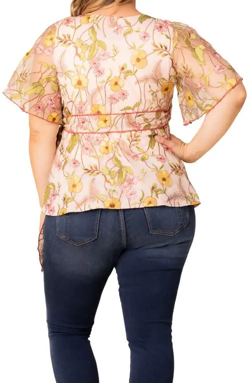 KIYONNA Rosalie Floral Embroidered Wrap Top - Dawn Garden