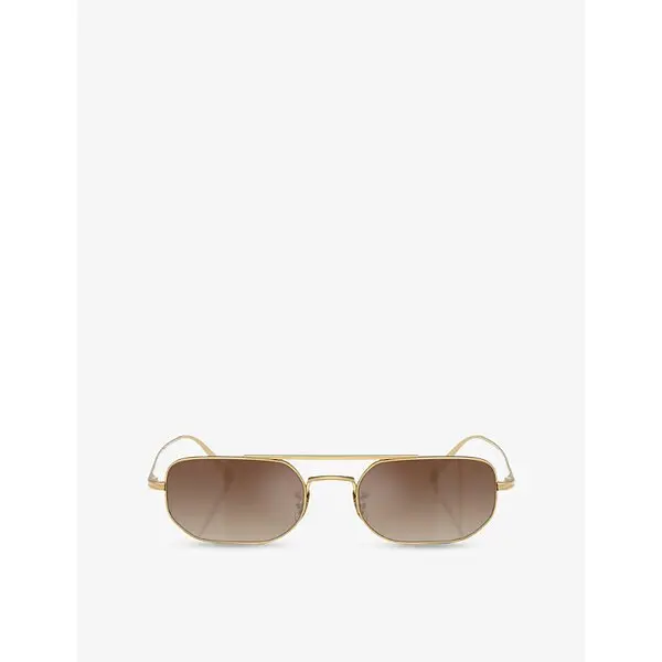 Oliver Spencer Angular-frame Steel Sunglasses - Gold
