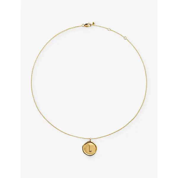 Monica Vinader Initial L Stamp 18ct Yellow Vermeil Necklace - Gold