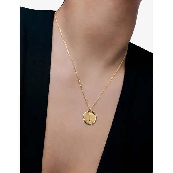 Monica Vinader Initial L Stamp 18ct Yellow Vermeil Necklace - Gold