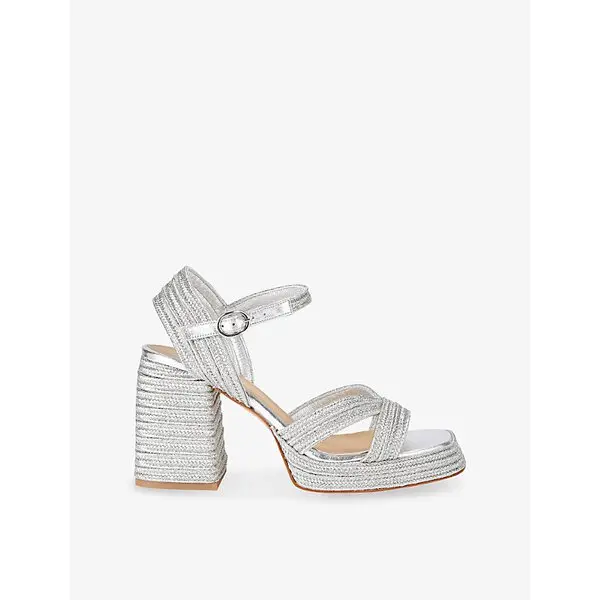 CastaÑer Valle Woven Heeled Sandals - Silver