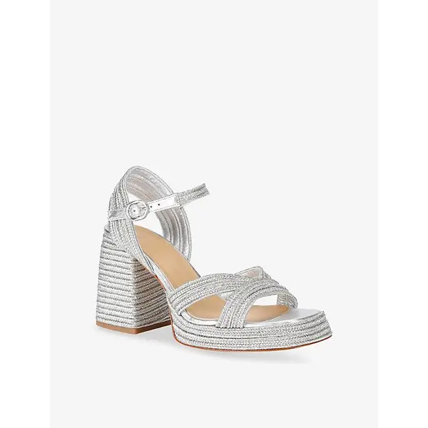 CastaÑer Valle Woven Heeled Sandals - Silver