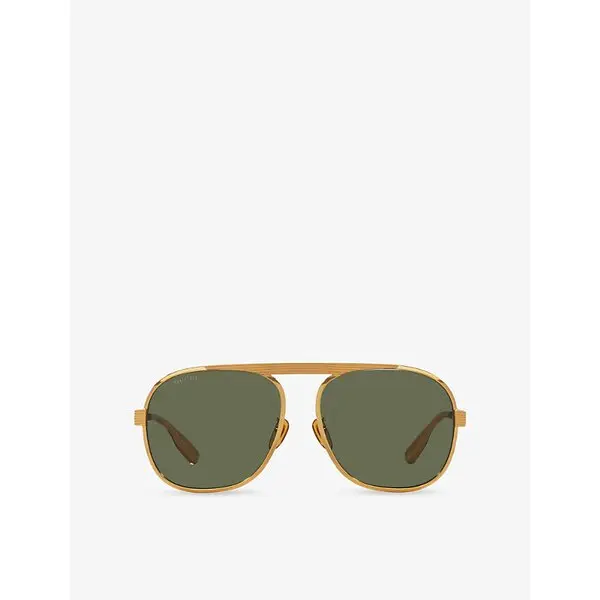 Gucci Gg1514s Pilot-frame Metal Sunglasses - Gold