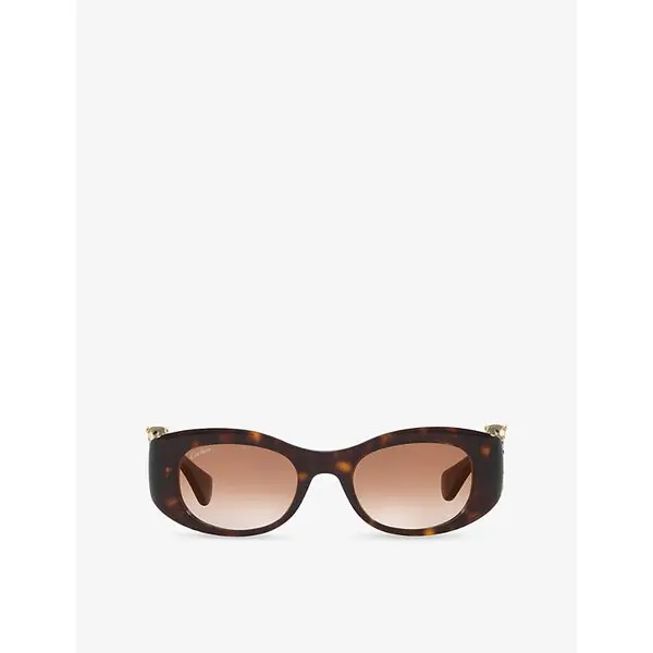 CARTIER Panthère Acetate Cat Eye Sunglasses - Brown