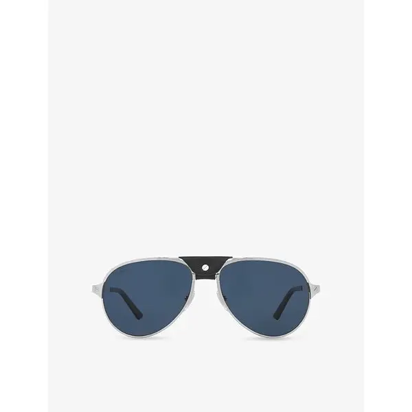 CARTIER Ct0034s Pilot-frame Sunglasses - Silver