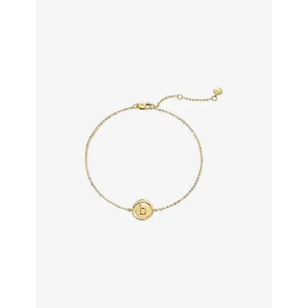 Monica Vinader Initial B Stamp 14ct Yellow Bracelet - Gold
