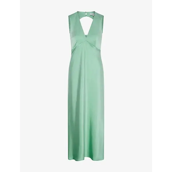 OMNES Nova Tie-back Satin Maxi Dress - Green