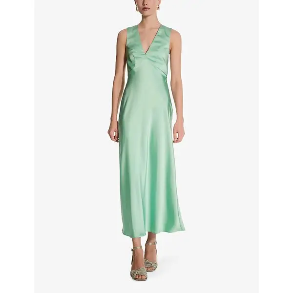 OMNES Nova Tie-back Satin Maxi Dress - Green