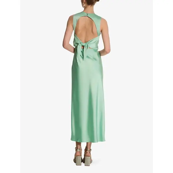 OMNES Nova Tie-back Satin Maxi Dress - Green