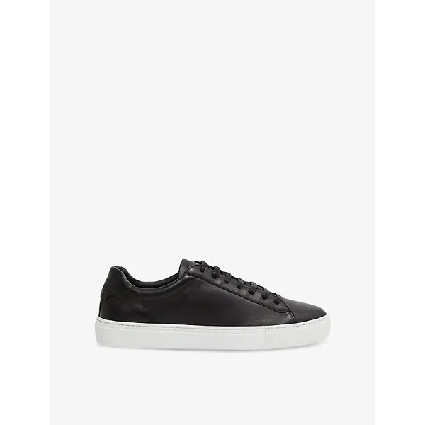 REISS Finley Leather Low-top Trainers - Black