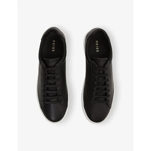 REISS Finley Leather Low-top Trainers - Black