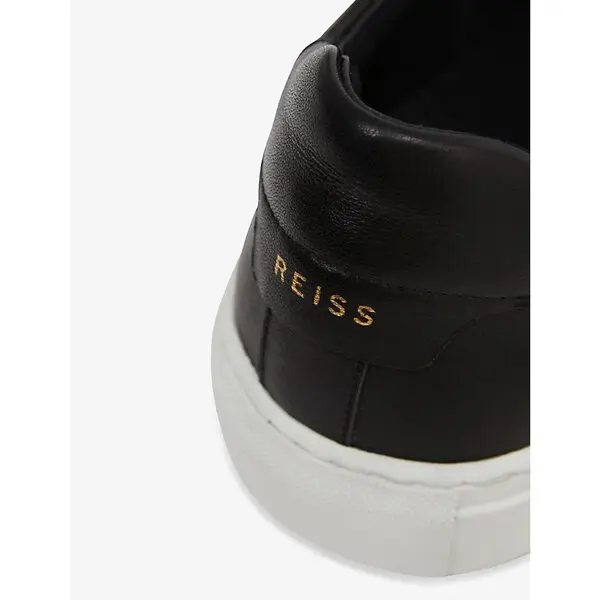 REISS Finley Leather Low-top Trainers - Black