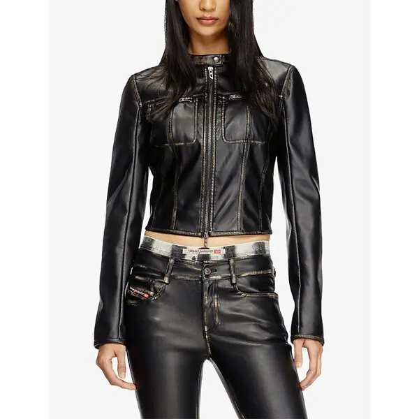 DIESEL® G-lobe Faux-leather Cropped Jacket - 900