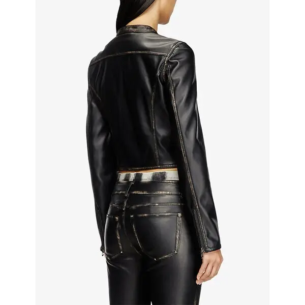 DIESEL® G-lobe Faux-leather Cropped Jacket - 900