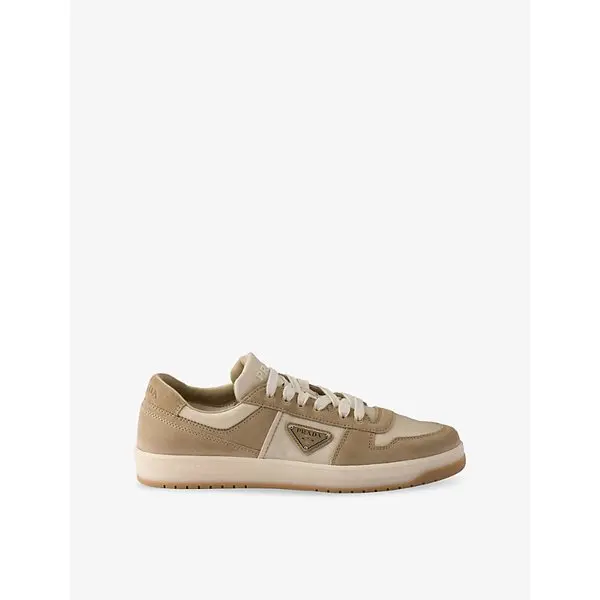 Prada Downtown Re-nylon And Suede Low-top Trainers - Neutral