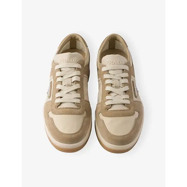 Prada Downtown Re-nylon And Suede Low-top Trainers - Neutral