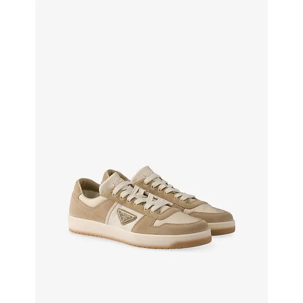 Prada Downtown Re-nylon And Suede Low-top Trainers - Neutral