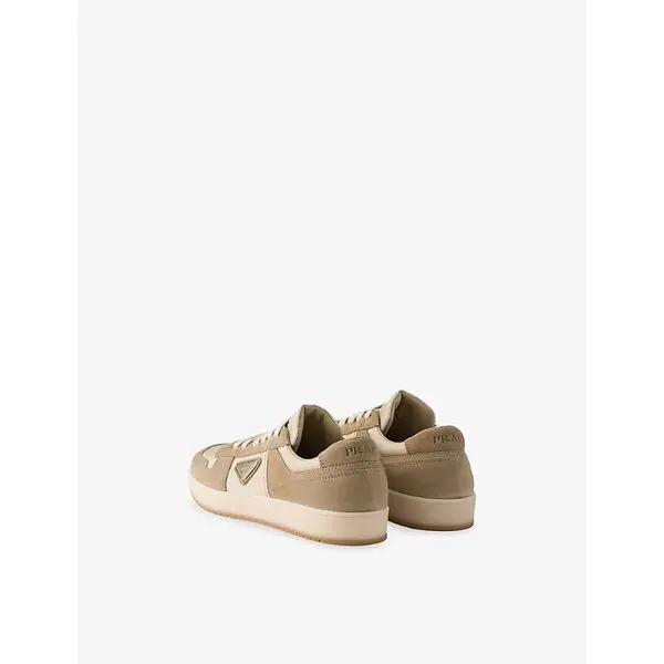 Prada Downtown Re-nylon And Suede Low-top Trainers - Neutral