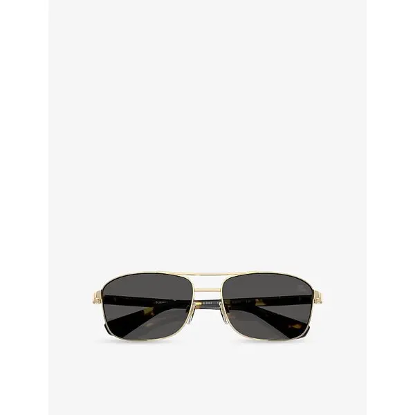 Burberry Be3163 Rectangle-frame Sunglasses - Gold