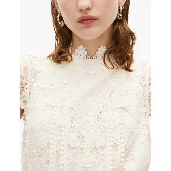 denim and lace dresses Light Wash Denim Floral Lace Detail Mini Dress