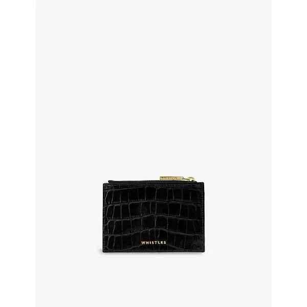 Whistles Mock-croc Leather Coin Purse - Black
