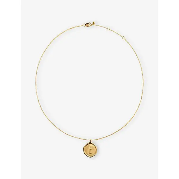 Monica Vinader Initial T Stamp Necklace - Gold