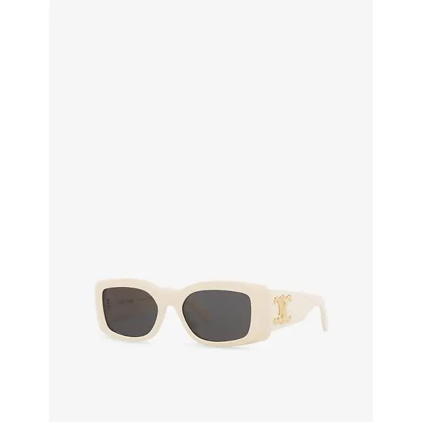 Celine Cl40282u Triomphe Rectangle-frame Sunglasses - White