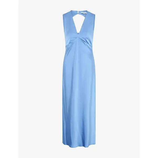 OMNES Nova Tie-back Satin Maxi Dress - Blue