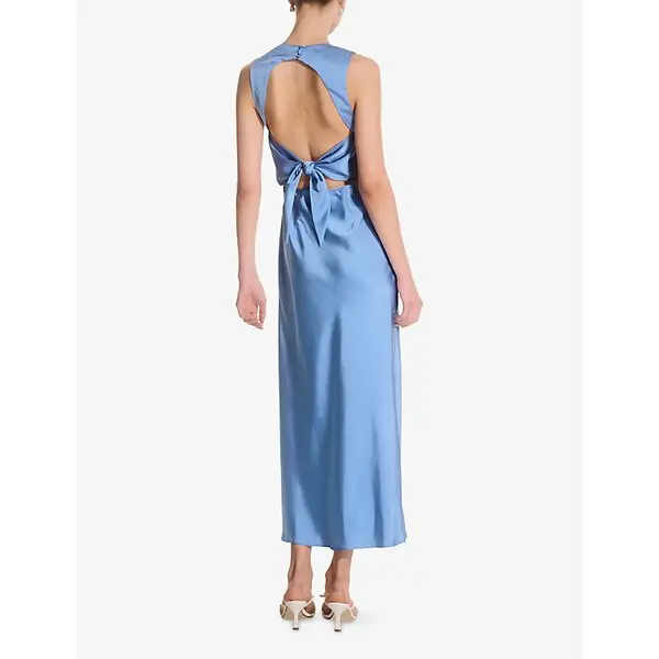 OMNES Nova Tie-back Satin Maxi Dress - Blue