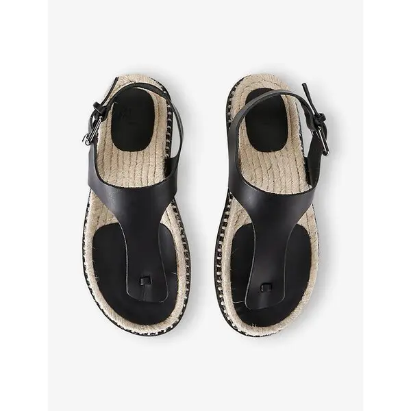 CastaÑer Tokio Leather Thong Sandals - Black