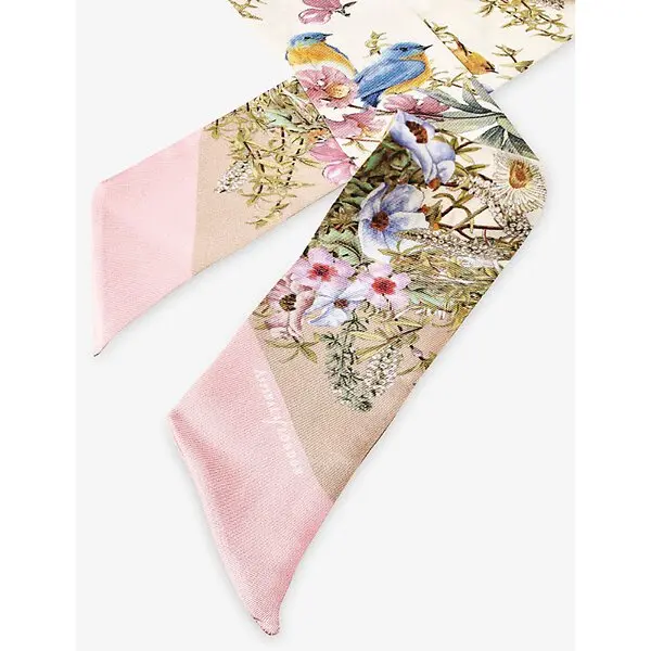 ASPINAL OF LONDON Edwardian Garden Silk Twill Scarf - Taupe