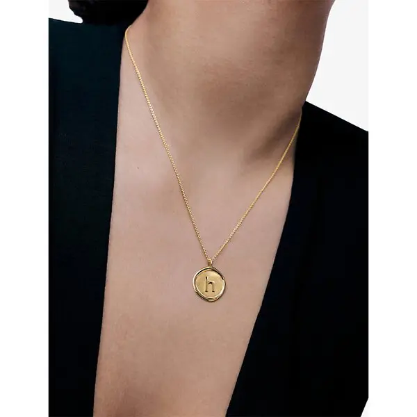 Monica Vinader Initial Stamp Pendant Necklace - Gold