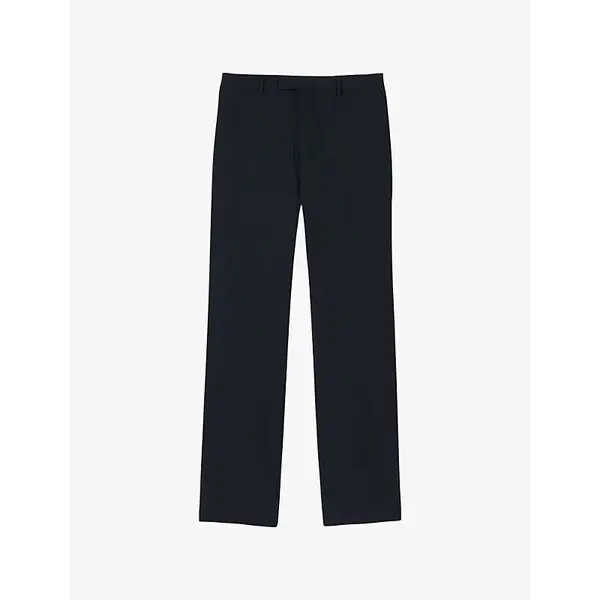 Sandro Slim-fit Straight-leg Stretch-wool Trousers - Bleus