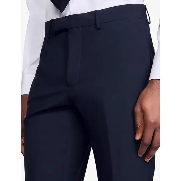 Sandro Slim-fit Straight-leg Stretch-wool Trousers - Bleus