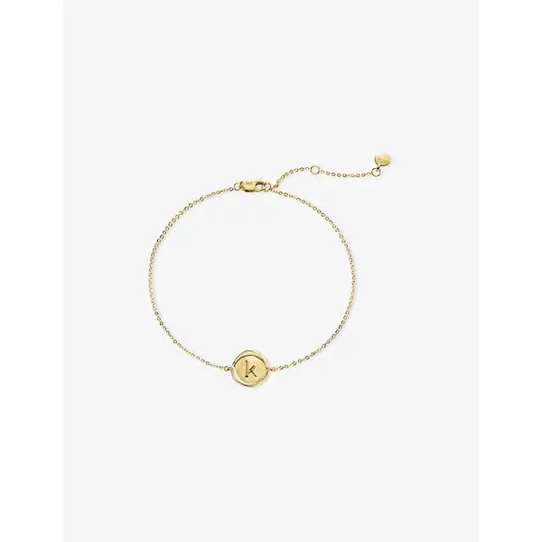Monica Vinader Mini Initial K Stamp 14ct Yellow Bracelet - Gold