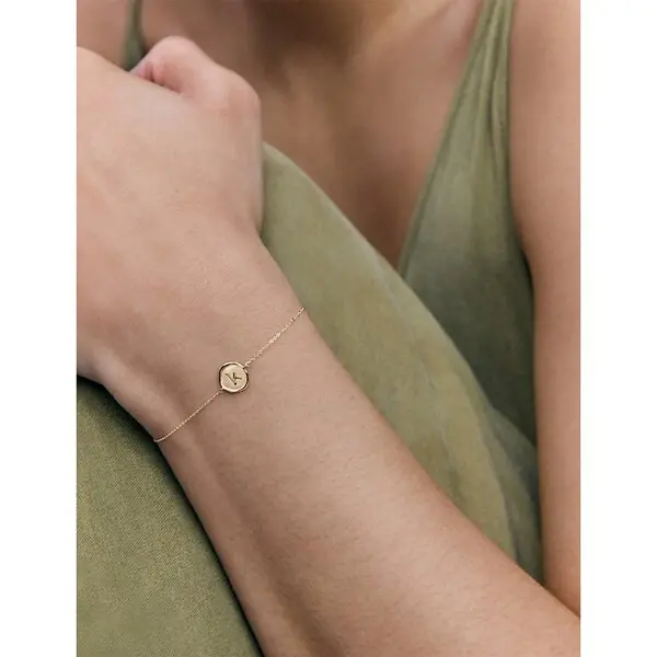 Monica Vinader Mini Initial K Stamp 14ct Yellow- Bracelet - Gold