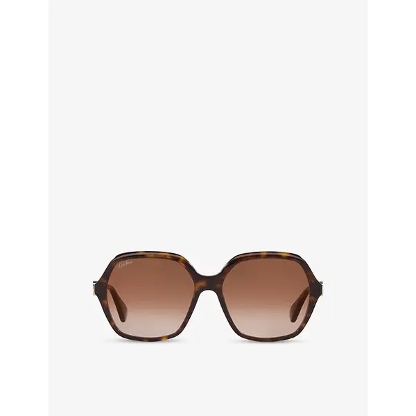 CARTIER Square-frame Acetate Sunglasses - Brown