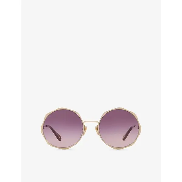 Chloé Ch0184s Round-frame Metal Sunglasses - Gold
