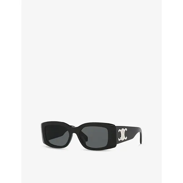 Celine Cl40282u Triomphe Rectangle-frame Sunglasses - Black