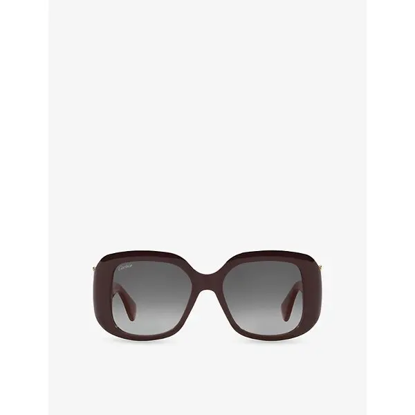 CARTIER Panthère-c Square-frame Sunglasses - Red