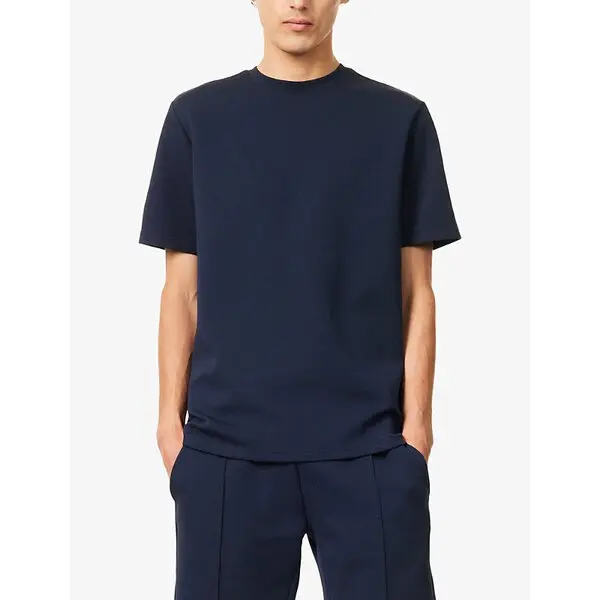 ARNE Essential Luxe Crewneck Stretch-cotton Blend T-shirt - Navy