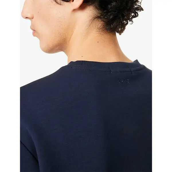 ARNE Essential Luxe Crewneck Stretch-cotton Blend T-shirt - Navy