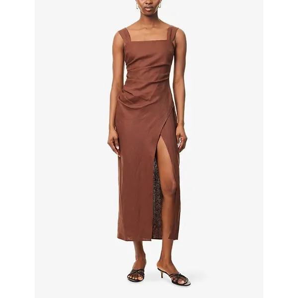 Reformation Clement Ruched Maxi Dress In Chocolate Cake - 62% Off |  Editorialist